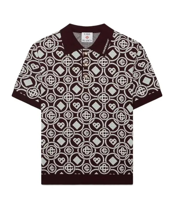 Casablanca Monogram Knit Polo Shirt - Black