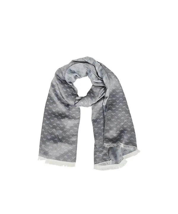 Emporio Armani Logo Monogram Jacquard Scarf With Tassels