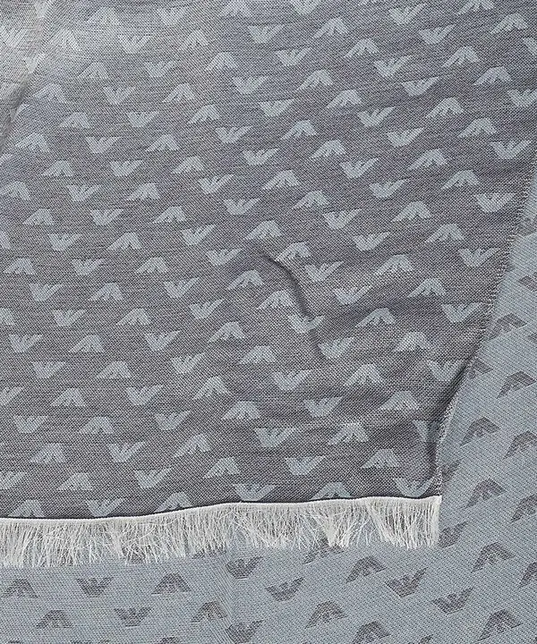 Emporio Armani Logo Monogram Jacquard Scarf With Tassels