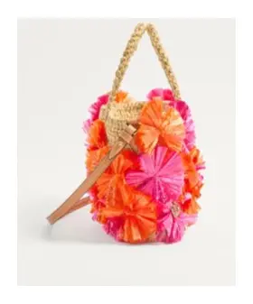 Valentino Garavani Vlogo Signature Floral Embellished Raffia Tote Bag