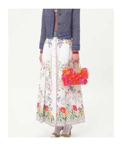 Valentino Garavani Vlogo Signature Floral Embellished Raffia Tote Bag
