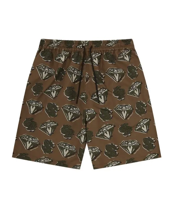 BILLIONAIRE BOYS CLUB Elastic Waist Swimming Trunks With Drawstring - Green