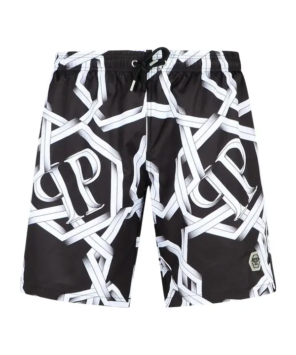 Philipp Plein Swim Boxers With Drawstring Waist - Black