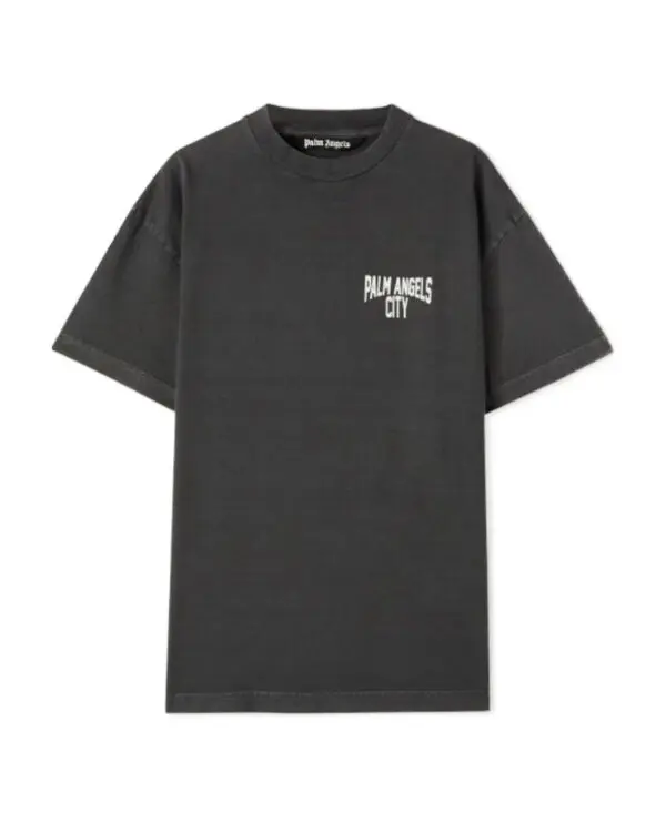 Palm Angels Logo Printed Crewneck T-shirt - Black