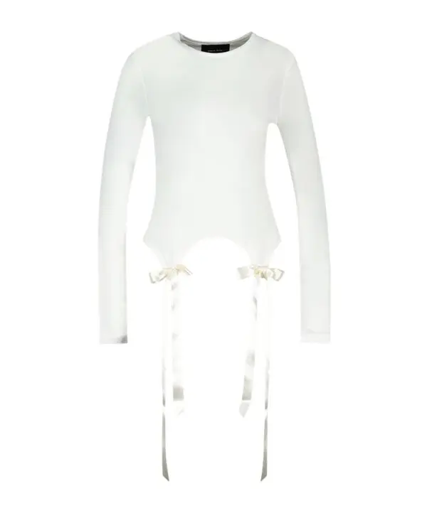 Simone Rocha Off-white Bow Detail T-shirt - Black