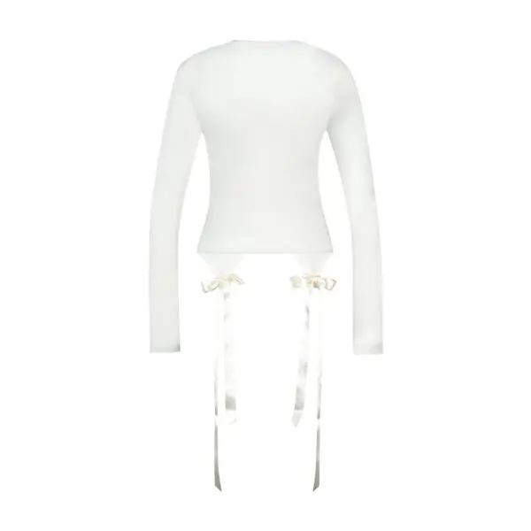 Simone Rocha Off-white Bow Detail T-shirt