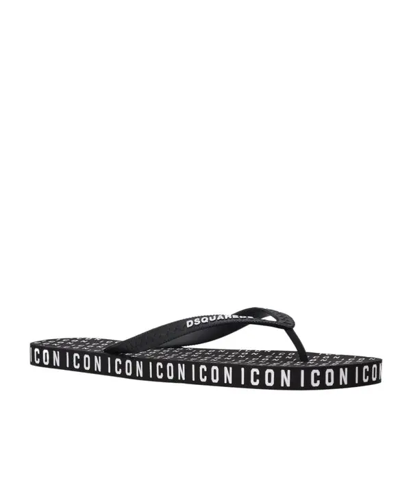 Dsquared2 Icon All-over Logo Printed Flip Flops