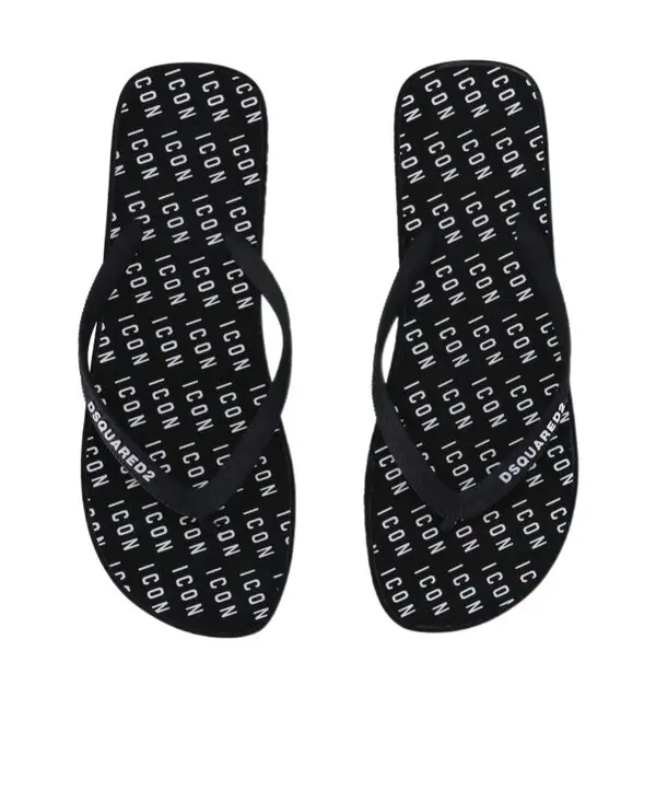 Dsquared2 Icon All-over Logo Printed Flip Flops