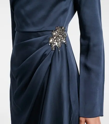 Erdem Crystal-embellished Draped Cocktail Dress - Black