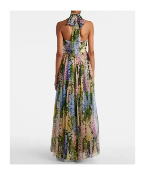 Oscar De La Renta Floral Gathered Silk Chiffon Gown