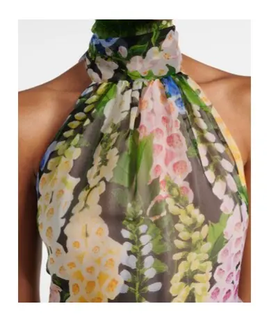 Oscar De La Renta Floral Gathered Silk Chiffon Gown