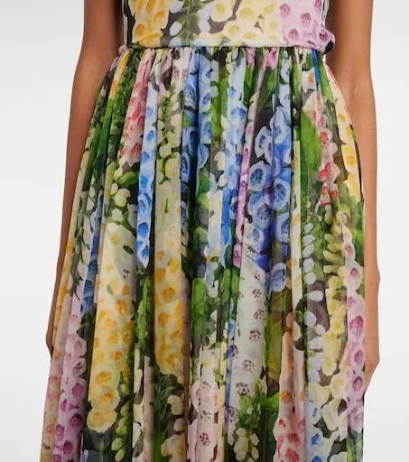 Oscar De La Renta Floral Gathered Silk Chiffon Gown