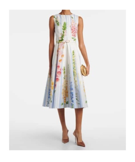 Oscar De La Renta Floral Trompe L'oeil Cotton-blend Midi Dress - No