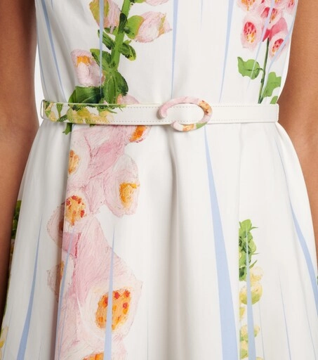 Oscar De La Renta Floral Trompe L'oeil Cotton-blend Midi Dress - No