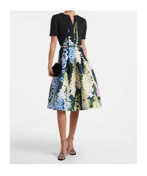 Oscar De La Renta Floral Midi Dress