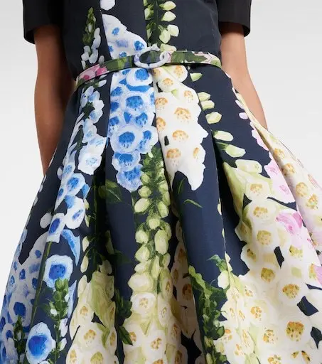 Oscar De La Renta Floral Midi Dress