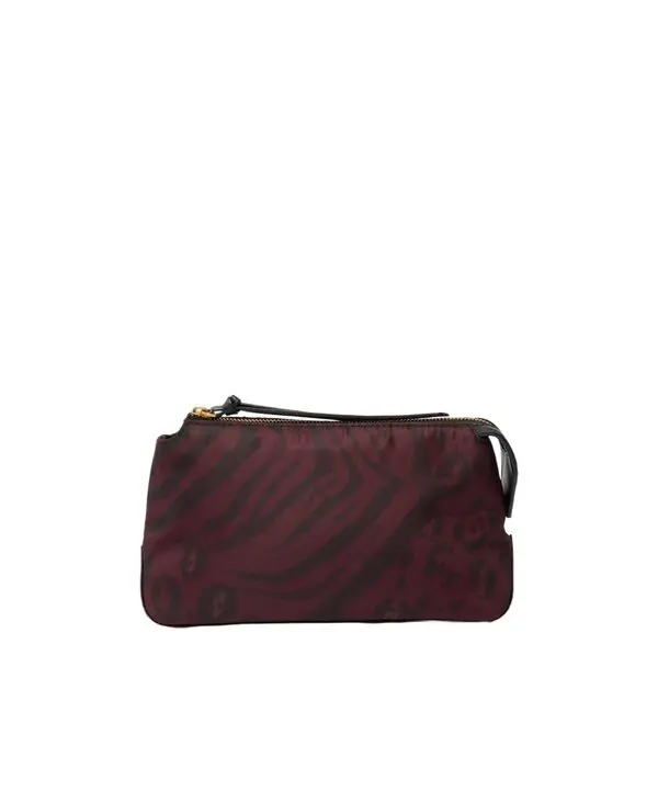 Pinko Leopard Printed Zipped Clutch Bag - Black