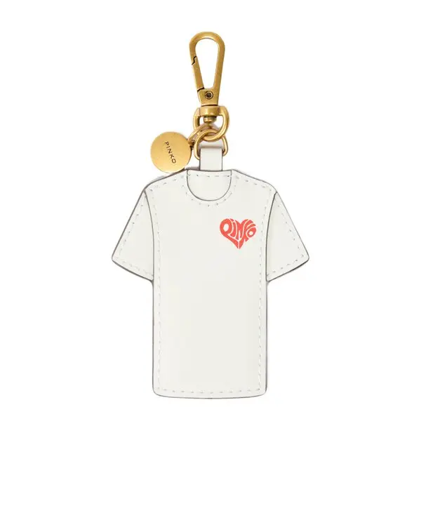 Pinko Printed T-shirt Charm Keyring - White