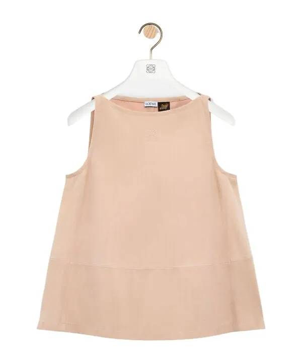 Loewe Top In Suede Goatskin - Sand-colored