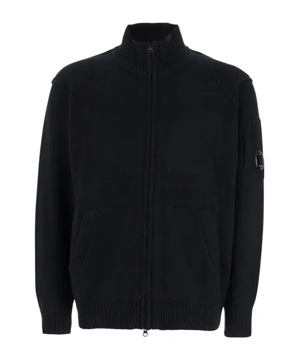 C.P. COMPANY High Neck Logo Plaque Jacket - Black