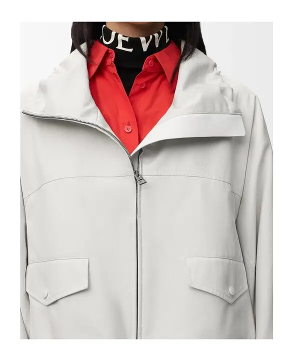 Loewe High Collar Zip Up Jacket - Ivory