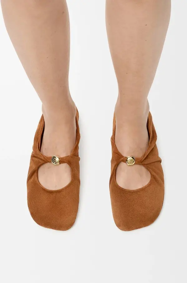 Loewe Pebble Soft Ballerina In Suede Goatskin