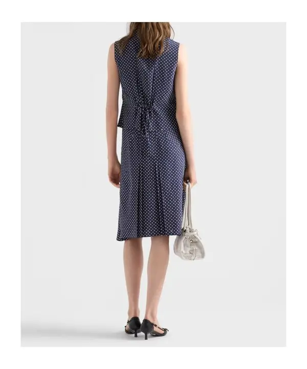 Prada Sleeveless Polka-dot Marocain Silk Shirt