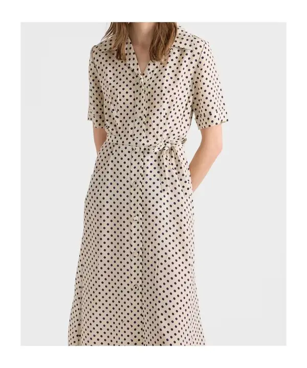 Prada Polka-dot Print Marocain Shirt Dress
