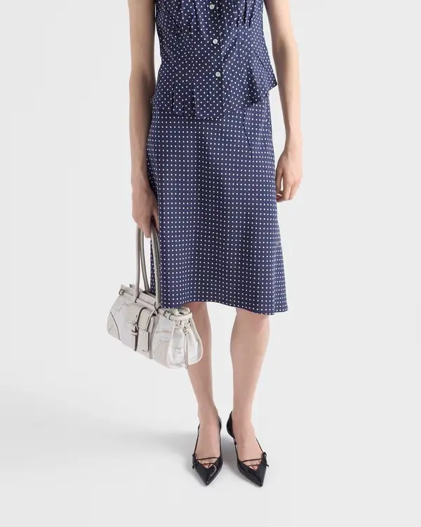 Prada Polka-dot Marocain Skirt