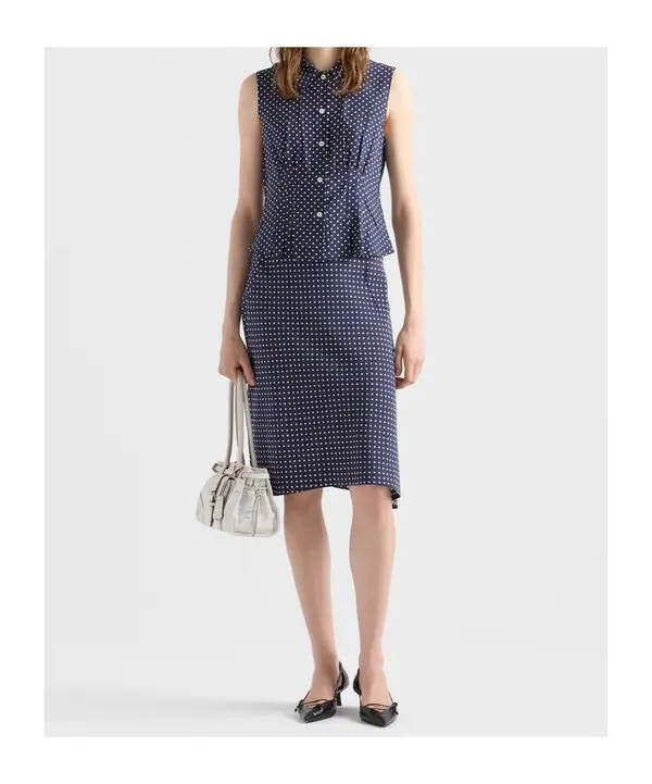 Prada Polka-dot Marocain Skirt