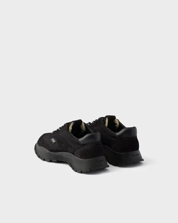Prada Mesh Fabric And Suede Sneakers