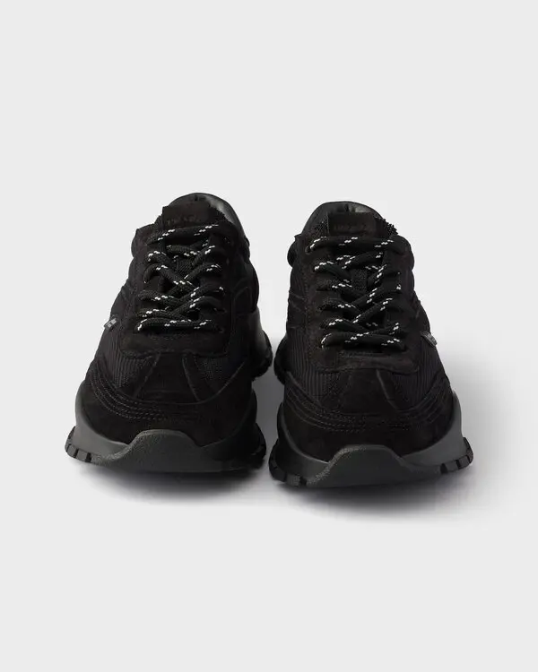 Prada Mesh Fabric And Suede Sneakers