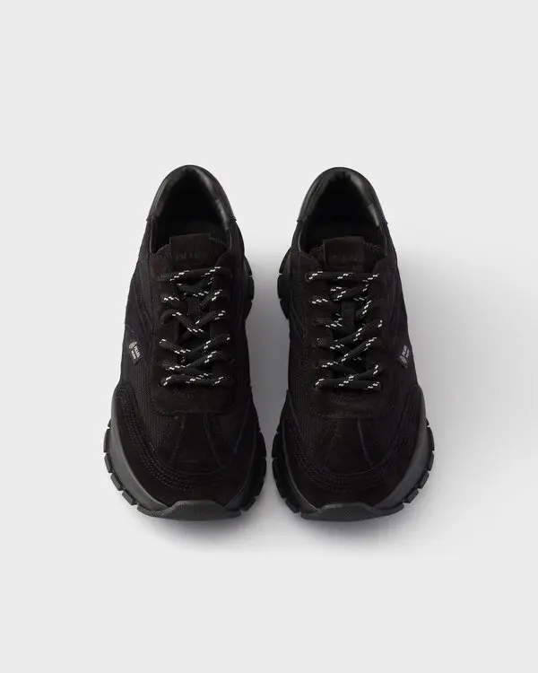 Prada Mesh Fabric And Suede Sneakers