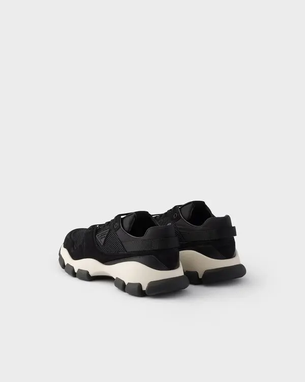 Prada Mesh Fabric And Suede Sneakers