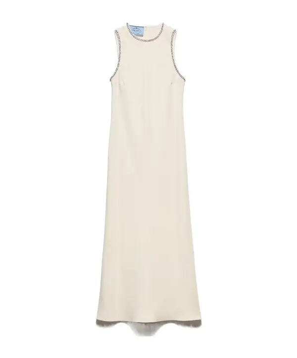 Prada Sleeveless Embellished Maxi Dress - Ivory