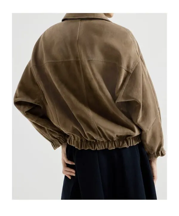 Brunello Cucinelli Elasticated Hem Zipped Jacket - Brown