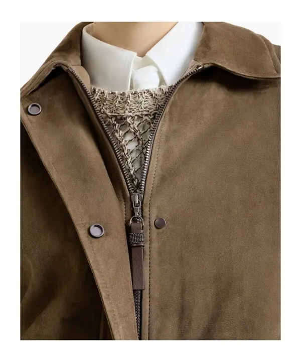 Brunello Cucinelli Elasticated Hem Zipped Jacket - Brown