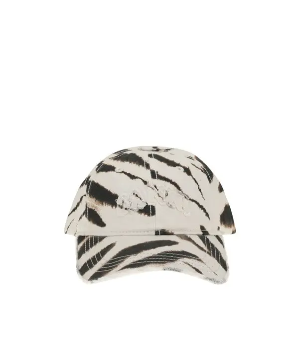 GANNI Zebra Logo Baseball Hat - White