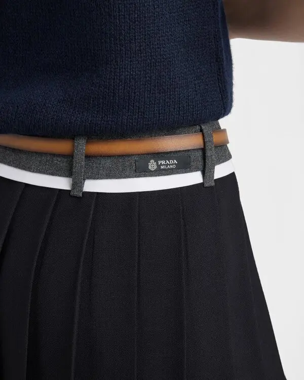 Prada Pleated Rush Stitch Midi Skirt