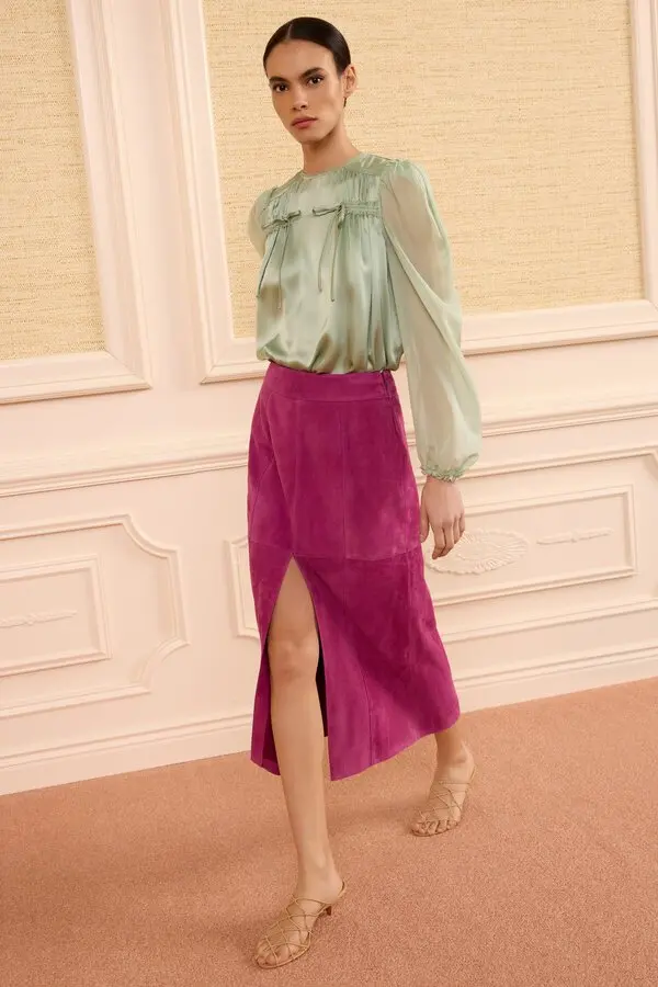 Ulla Johnson Orion Suede Pencil Skirt - Iris