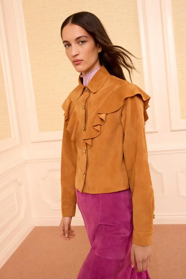 Ulla Johnson Matilde Ruffle Suede Jacket