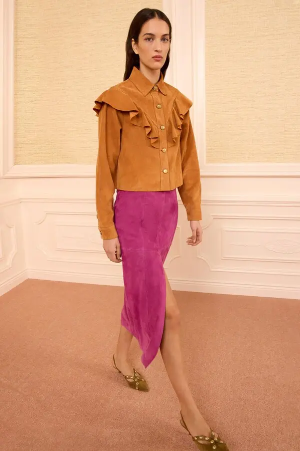 Ulla Johnson Matilde Ruffle Suede Jacket