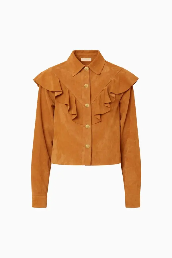Ulla Johnson Matilde Ruffle Suede Jacket