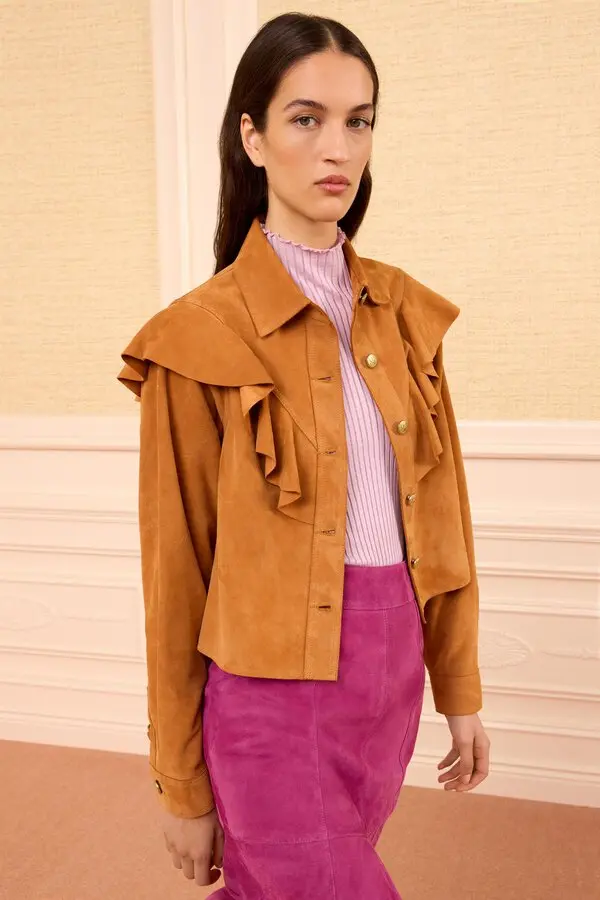 Ulla Johnson Matilde Ruffle Suede Jacket