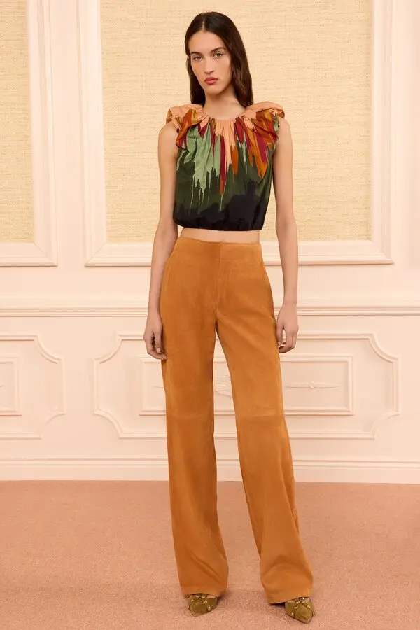Ulla Johnson Freja Suede Tapered Pants - Cognac