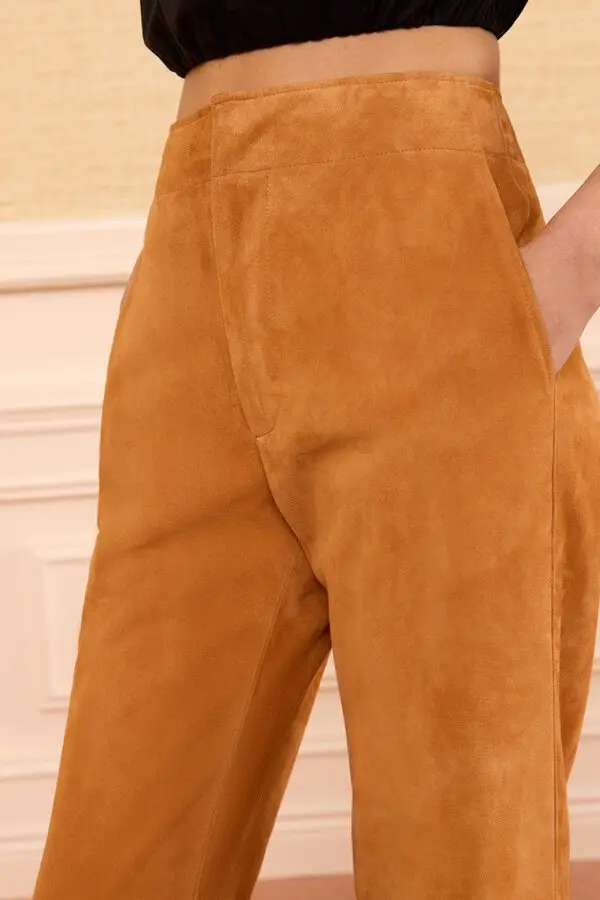 Ulla Johnson Freja Suede Tapered Pants - Cognac