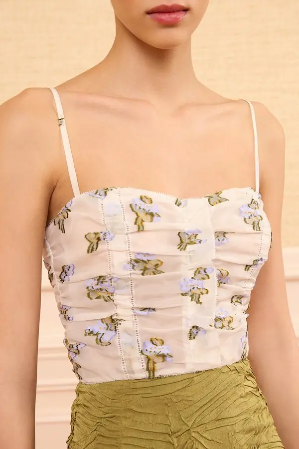 Ulla Johnson Sylvette Organza Cropped Bustier Top - Violet Leaf