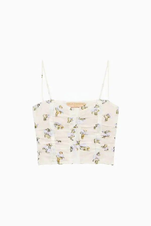 Ulla Johnson Sylvette Organza Cropped Bustier Top - Violet Leaf