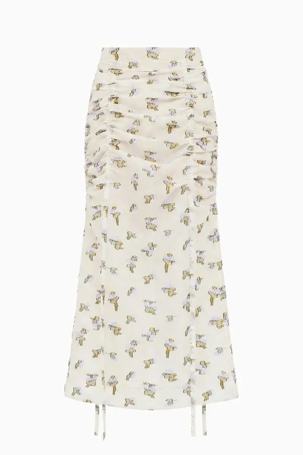 Ulla Johnson Liora Organza Midi Skirt With Fil Coupé Botanicals - Violet Leaf