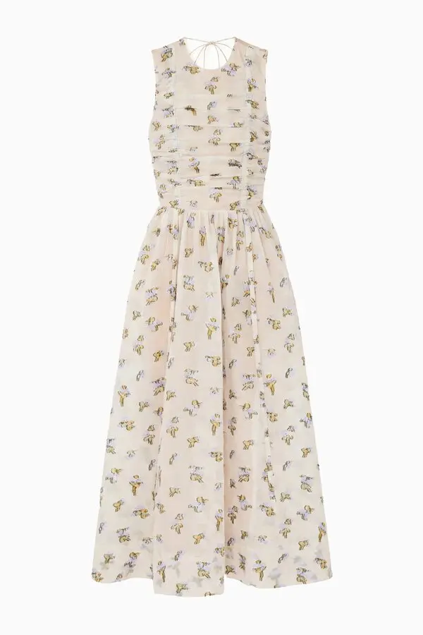 Ulla Johnson Fleurine Floral Fil Coupé Organza Midi Dress - Violet Leaf